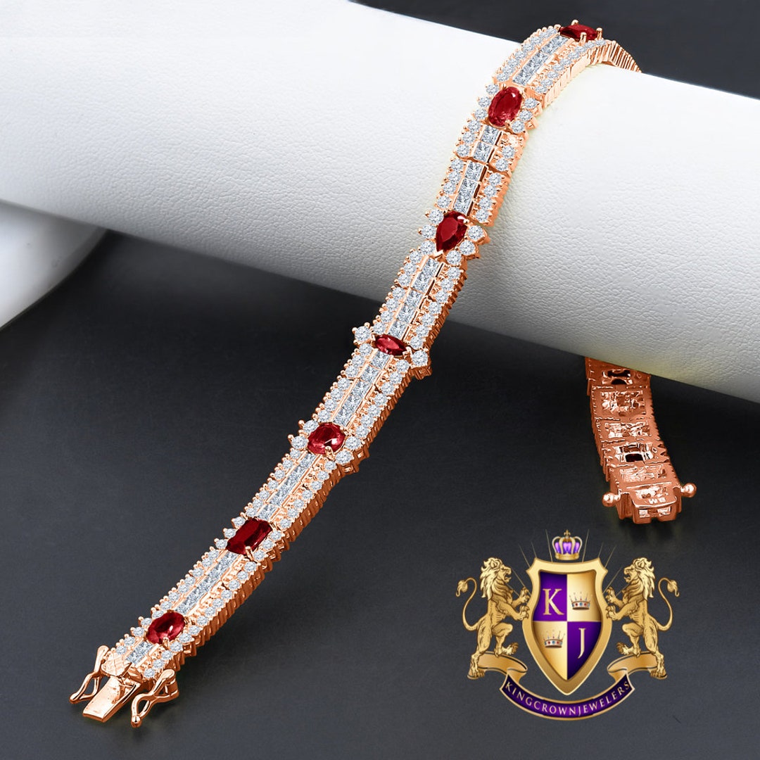 14k Rose Gold Over Real Sterling Silver 10 Cwt. Ruby Red Round - Etsy UK