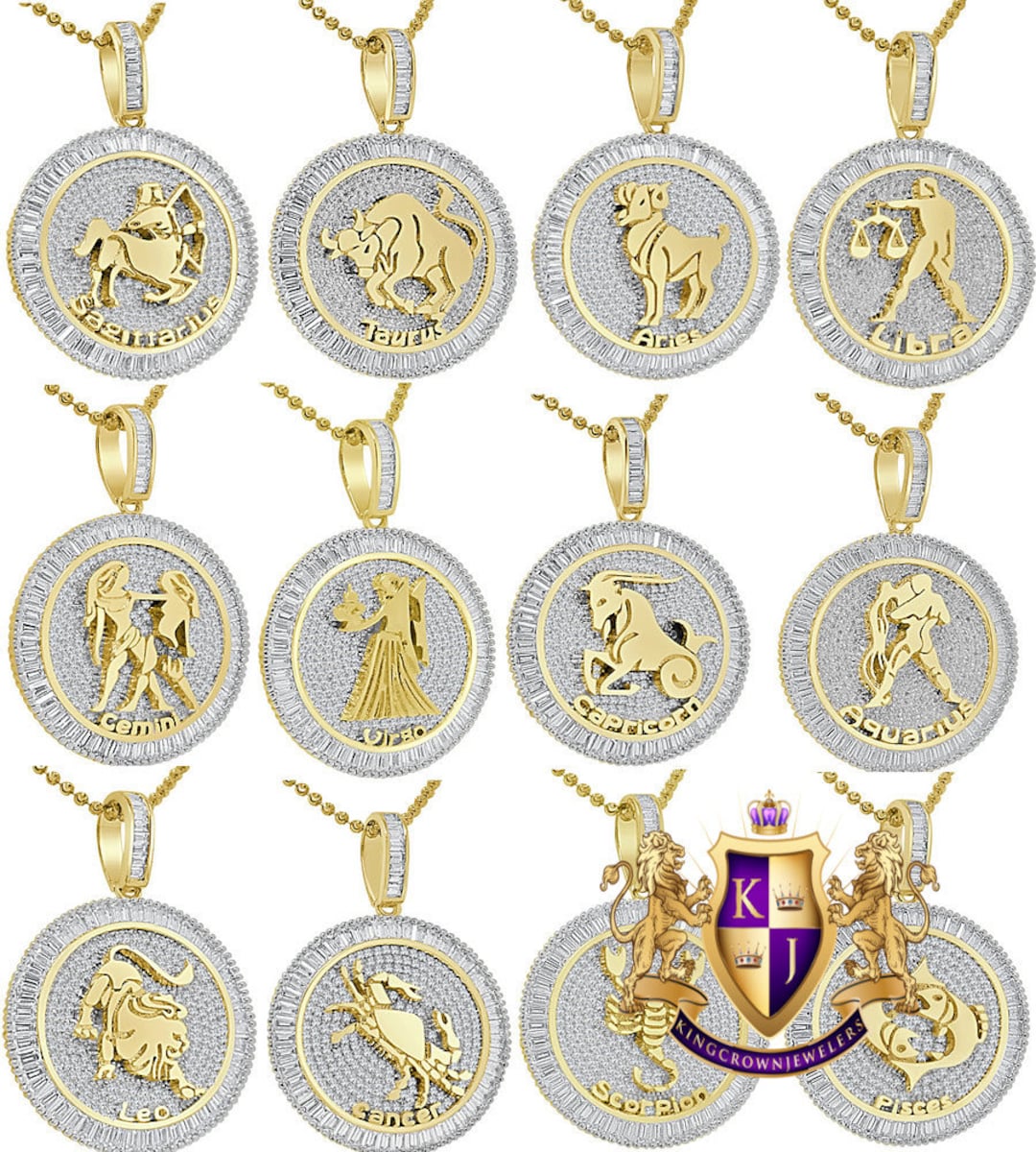 Real Genuine Sterling Silver Zodiac Sign Astrology Horoscope Baguette ...