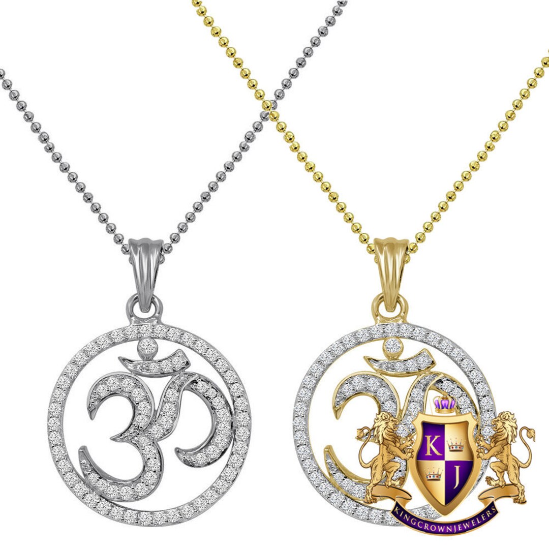 Real Genuine Sterling Silver 1.00 Ct. Simulated Diamond OM Symbol Hindu ...