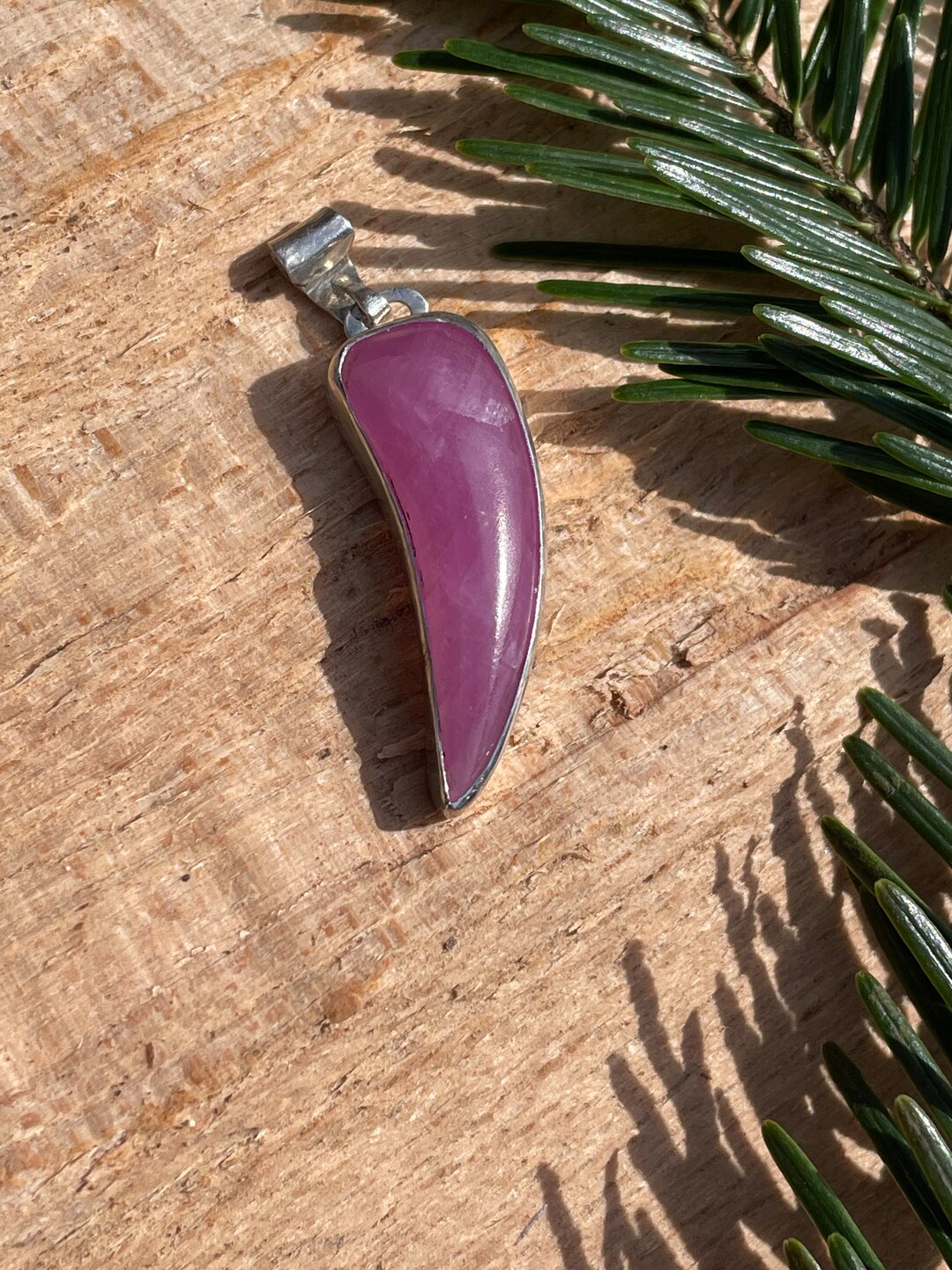 Pink Macedonian Ruby in Silver Tooth Shaped Pendant - Etsy