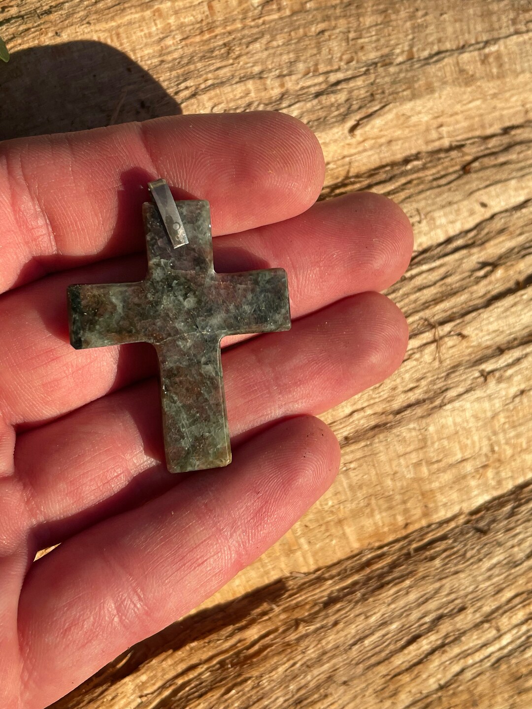 Green and Red Eclogite Natural Stone Cross Pendant - Etsy