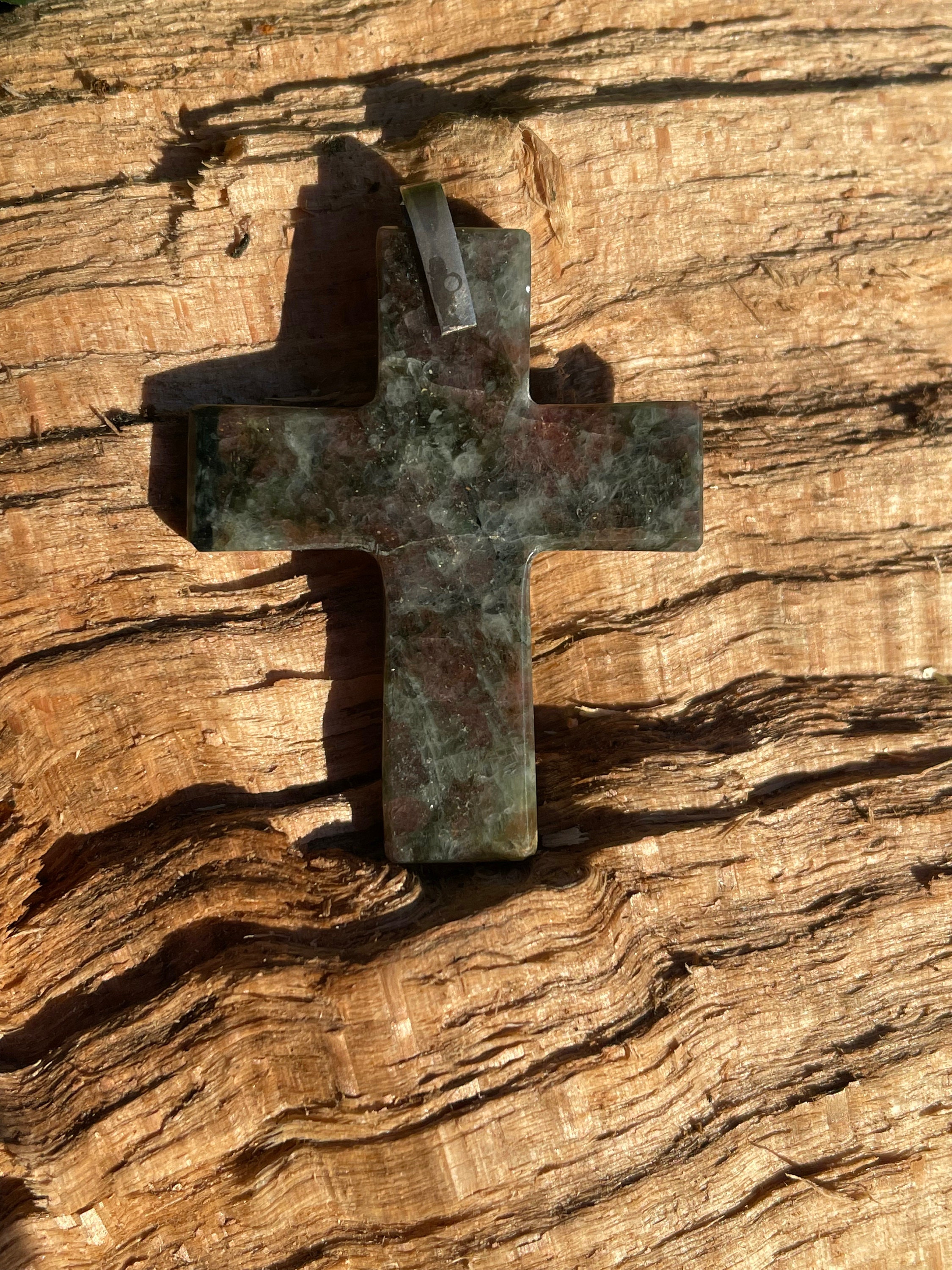 Green and Red Eclogite Natural Stone Cross Pendant - Etsy