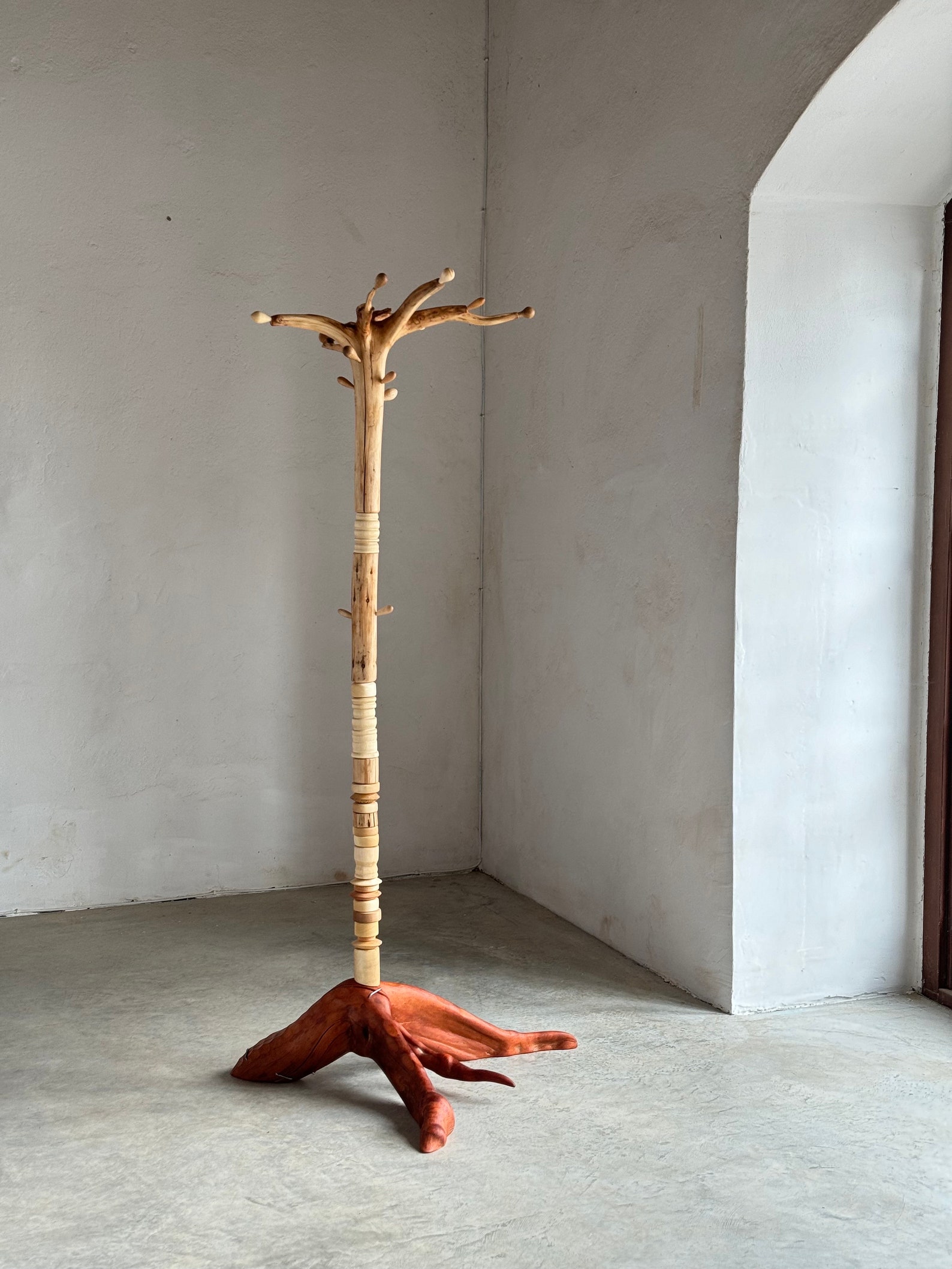 Red Wooden Root Coat Rack, Coat Rack, Rustic Tree Coat Stand, Coat Rack ...