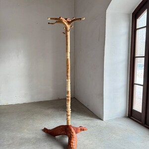 Red Wooden Root Coat Rack, Coat Rack, Rustic Tree Coat Stand, Coat Rack ...