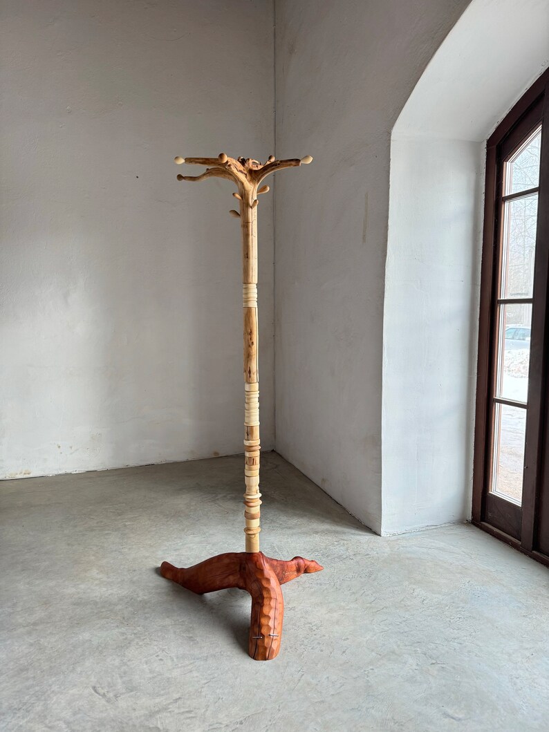 Red Wooden Root Coat Rack, Coat Rack, Rustic Tree Coat Stand, Coat Rack ...