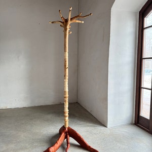 Red Wooden Root Coat Rack, Coat Rack, Rustic Tree Coat Stand, Coat Rack ...