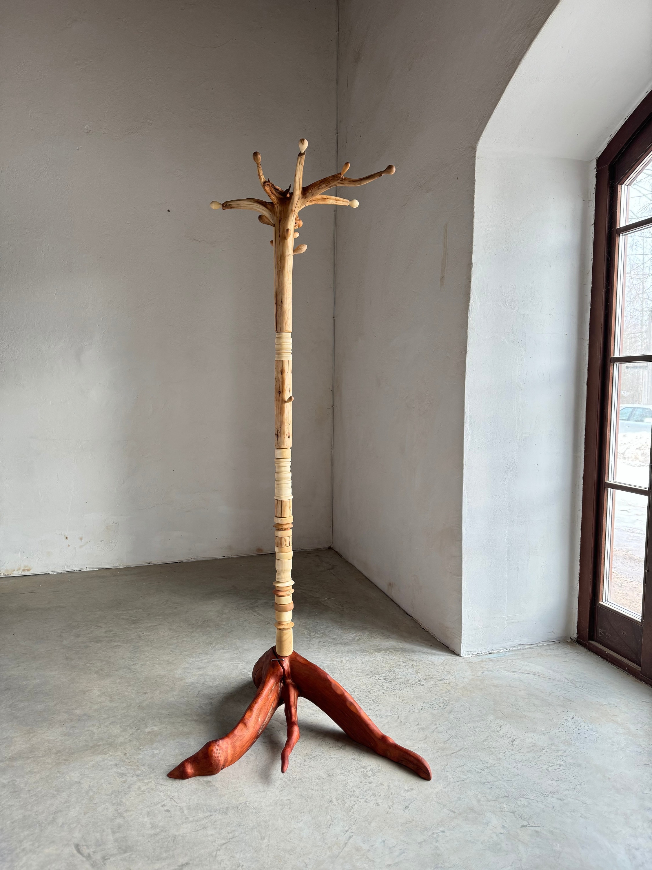 Red Wooden Root Coat Rack, Coat Rack, Rustic Tree Coat Stand, Coat Rack ...