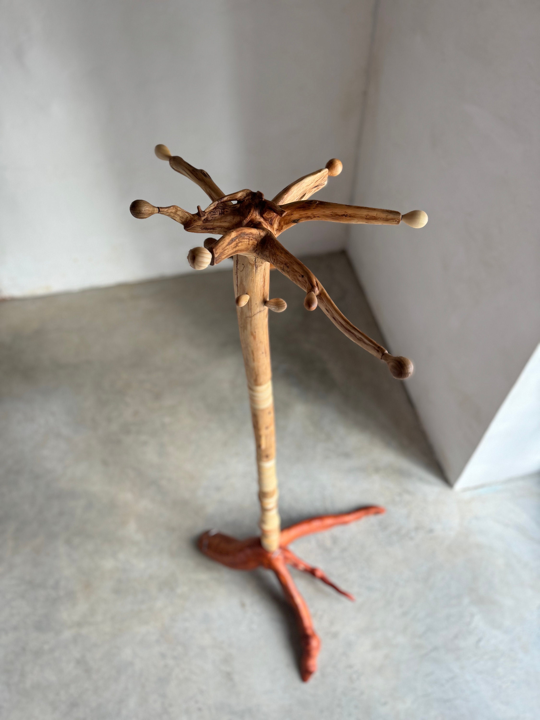 Red Wooden Root Coat Rack, Coat Rack, Rustic Tree Coat Stand, Coat Rack ...