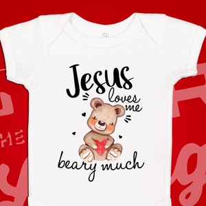 Jesus Loves Me Beary Much Baby Bodysuit - Christian Baptism Gift - Etsy
