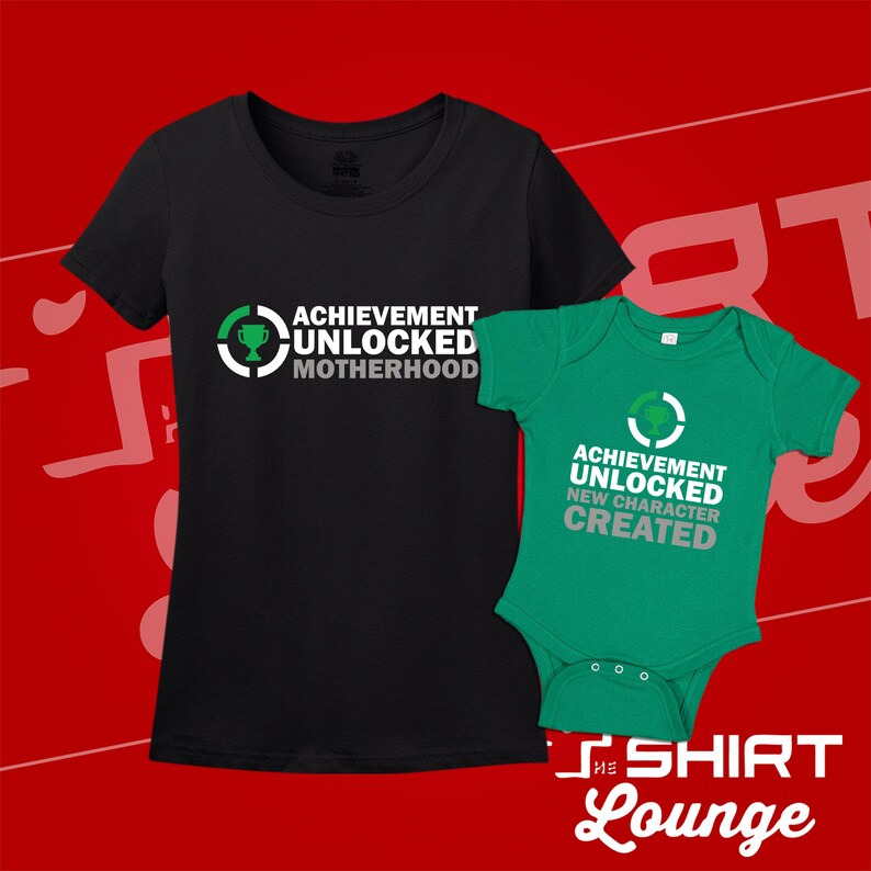 Gamer Mom & Baby Matching Outfit: Achievement Unlocked T-shirts - Etsy