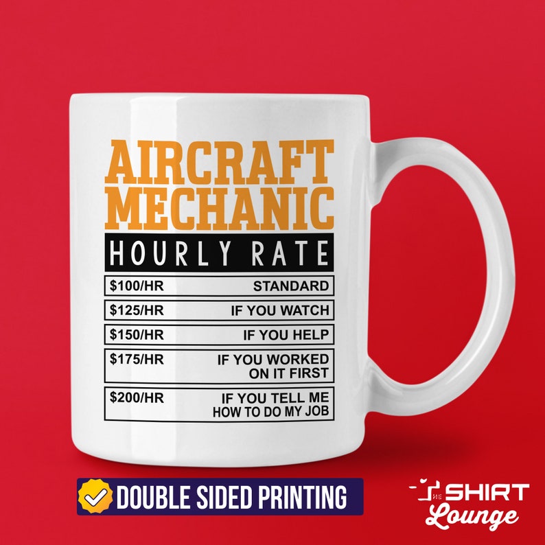 Aircraft Mechanic Hourly Rate Chart Mug - Aviation Gift - Etsy