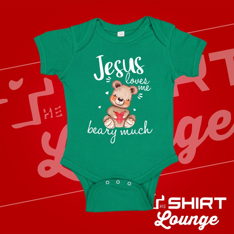 Jesus Loves Me Beary Much Baby Bodysuit T-shirt Cute | Etsy