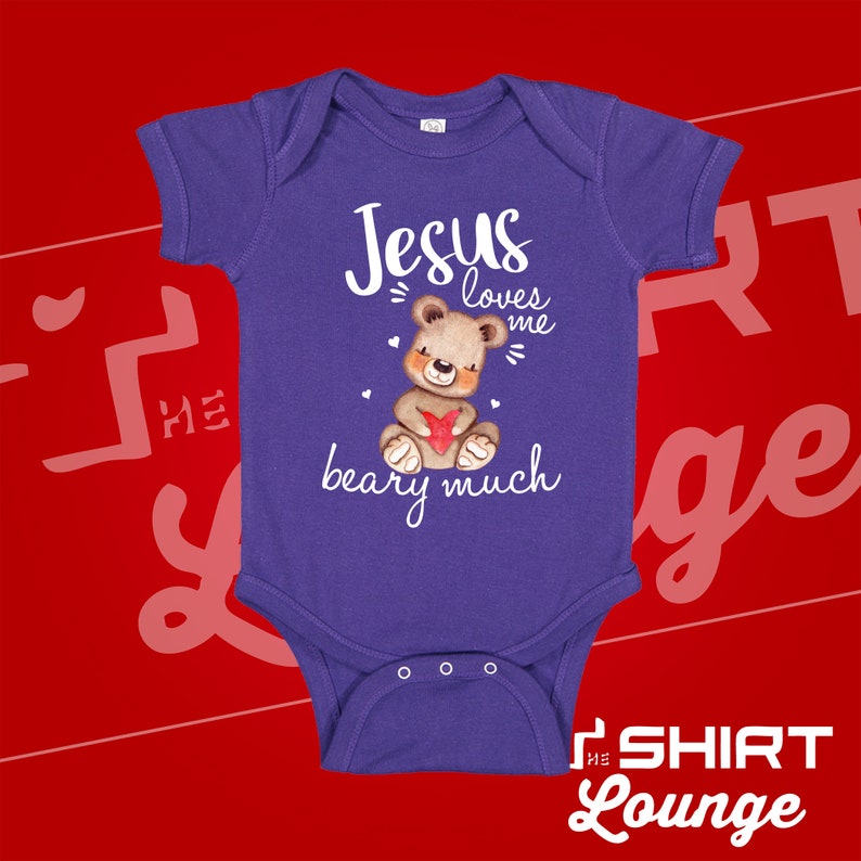 Jesus Loves Me Beary Much Baby Bodysuit T-shirt Cute | Etsy