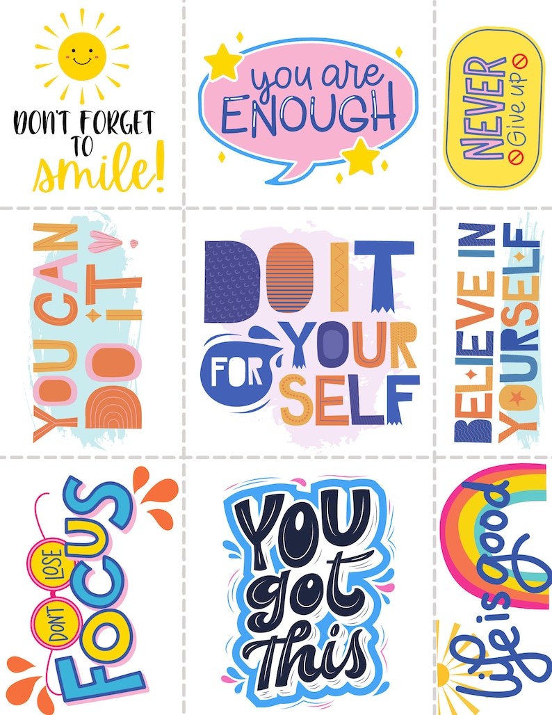 LUNCHBOX NOTES PRINTABLE, Back to School, Kids Back to School, School ...