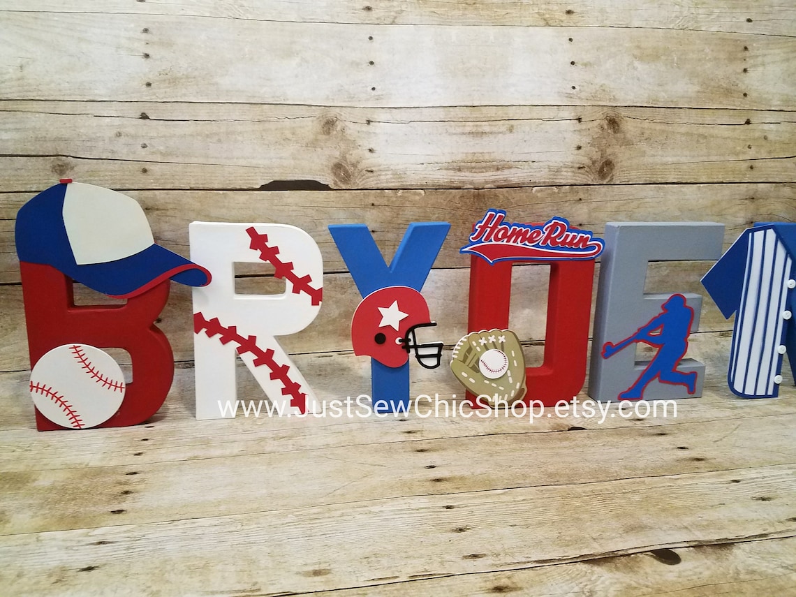 Baseball Theme Letters Boys Nursey Letters First Birthday - Etsy