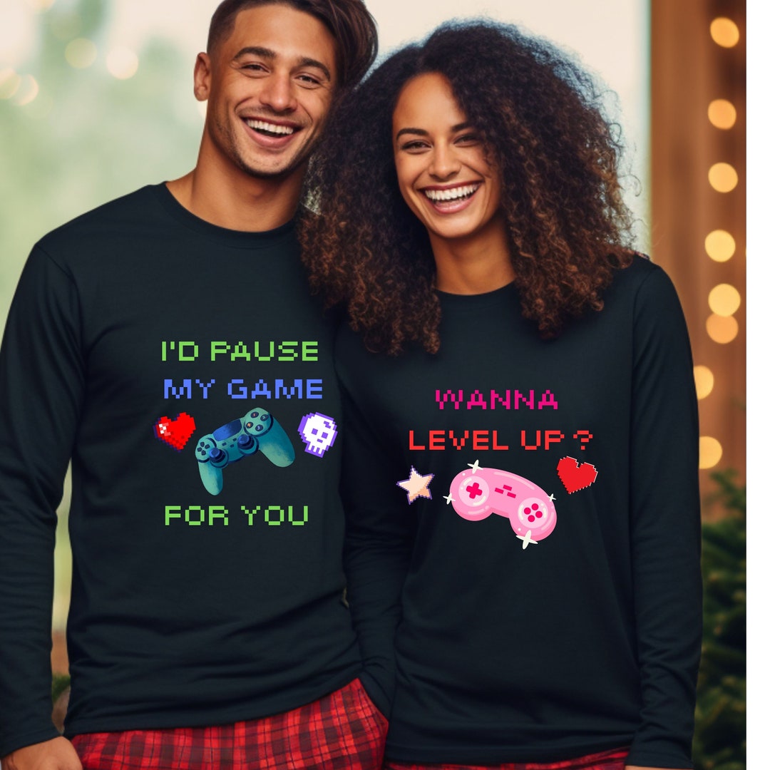 Gamer Couple Pajamas , Matching Couples Pajamas , Flannel Cozy Pajamas ...