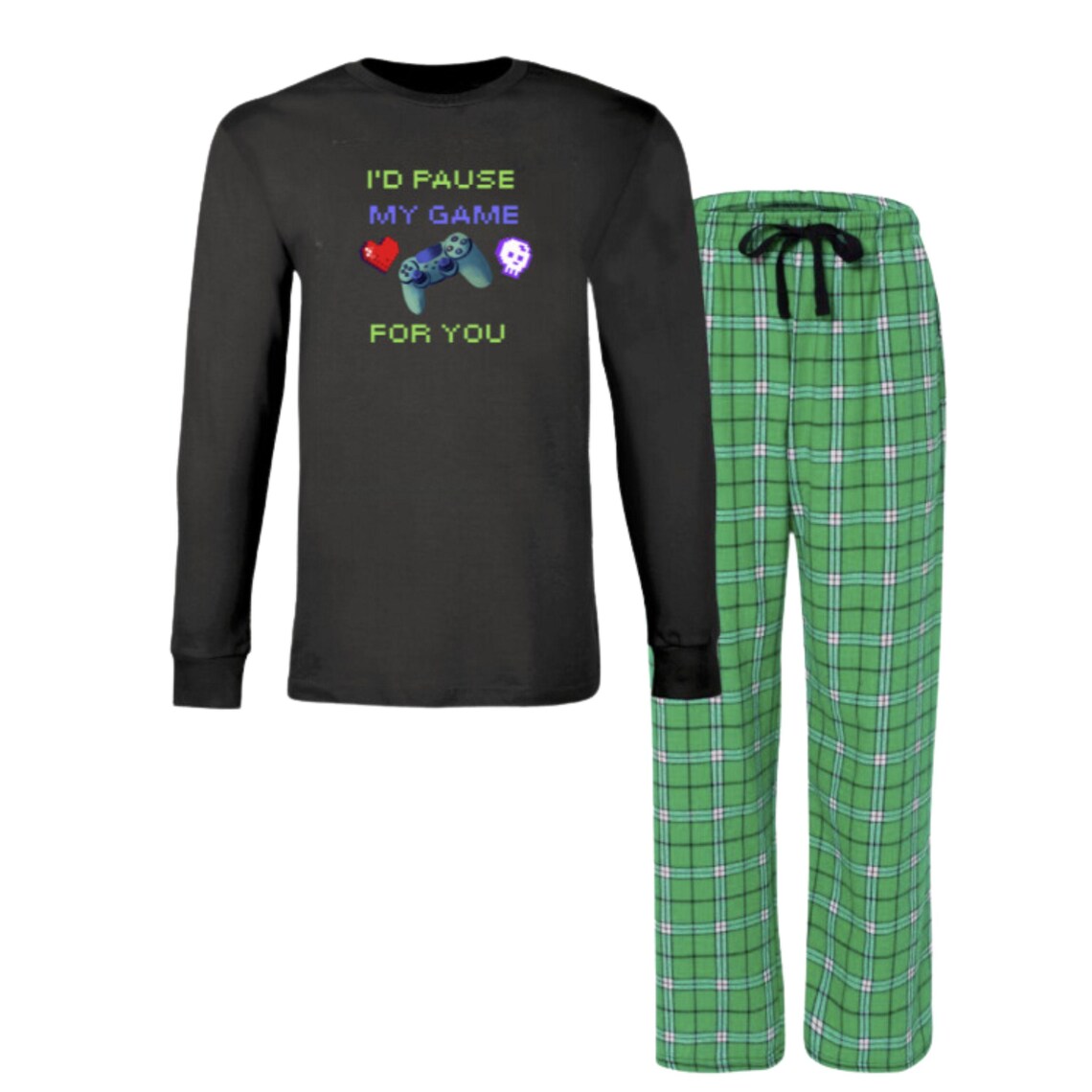 Gamer Couple Pajamas , Matching Couples Pajamas , Flannel Cozy Pajamas ...