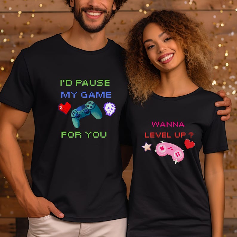 Matching Couples Gamer Shirts, Comfy Gamer Tshirts for Husband and Wife ...