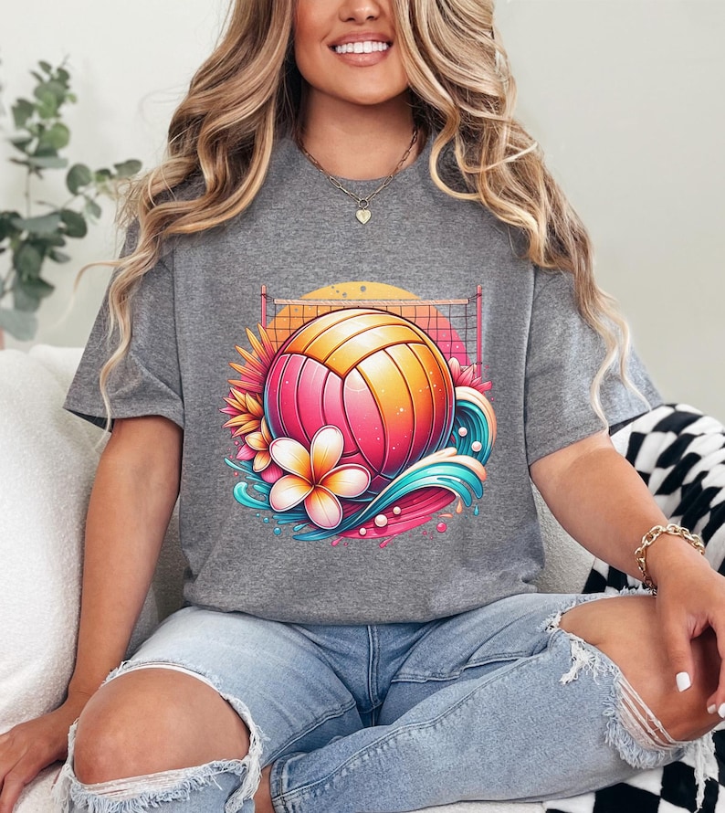Tropical Splash Volleyball PNG, Pink and Peach Volleyball Art ...