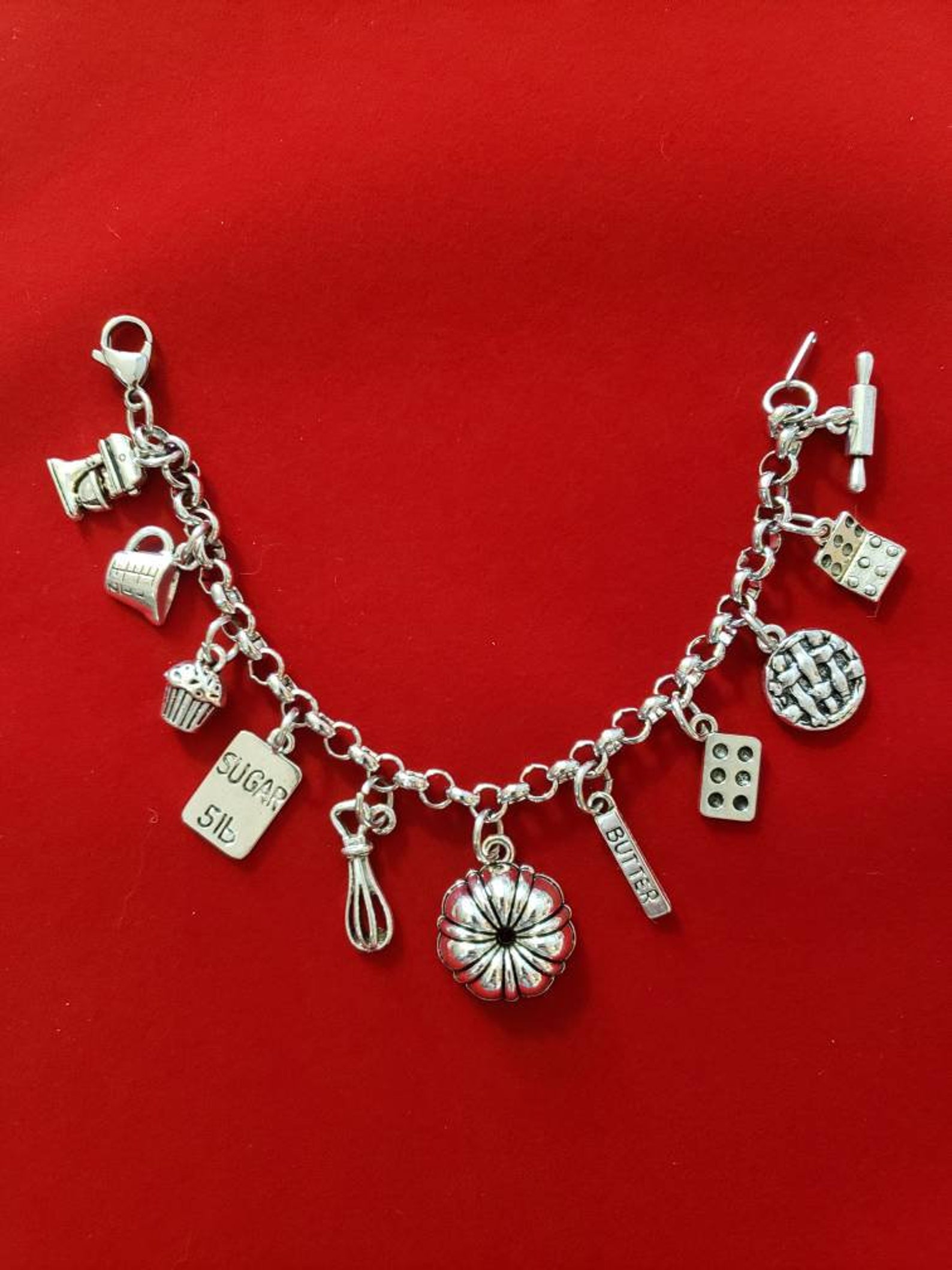 Silver Baker Charm Bracelet Baker Cook Love of Baking | Etsy