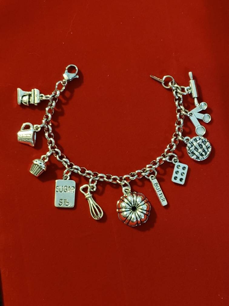 Silver Baker Charm Bracelet Baker Cook Love of Baking | Etsy