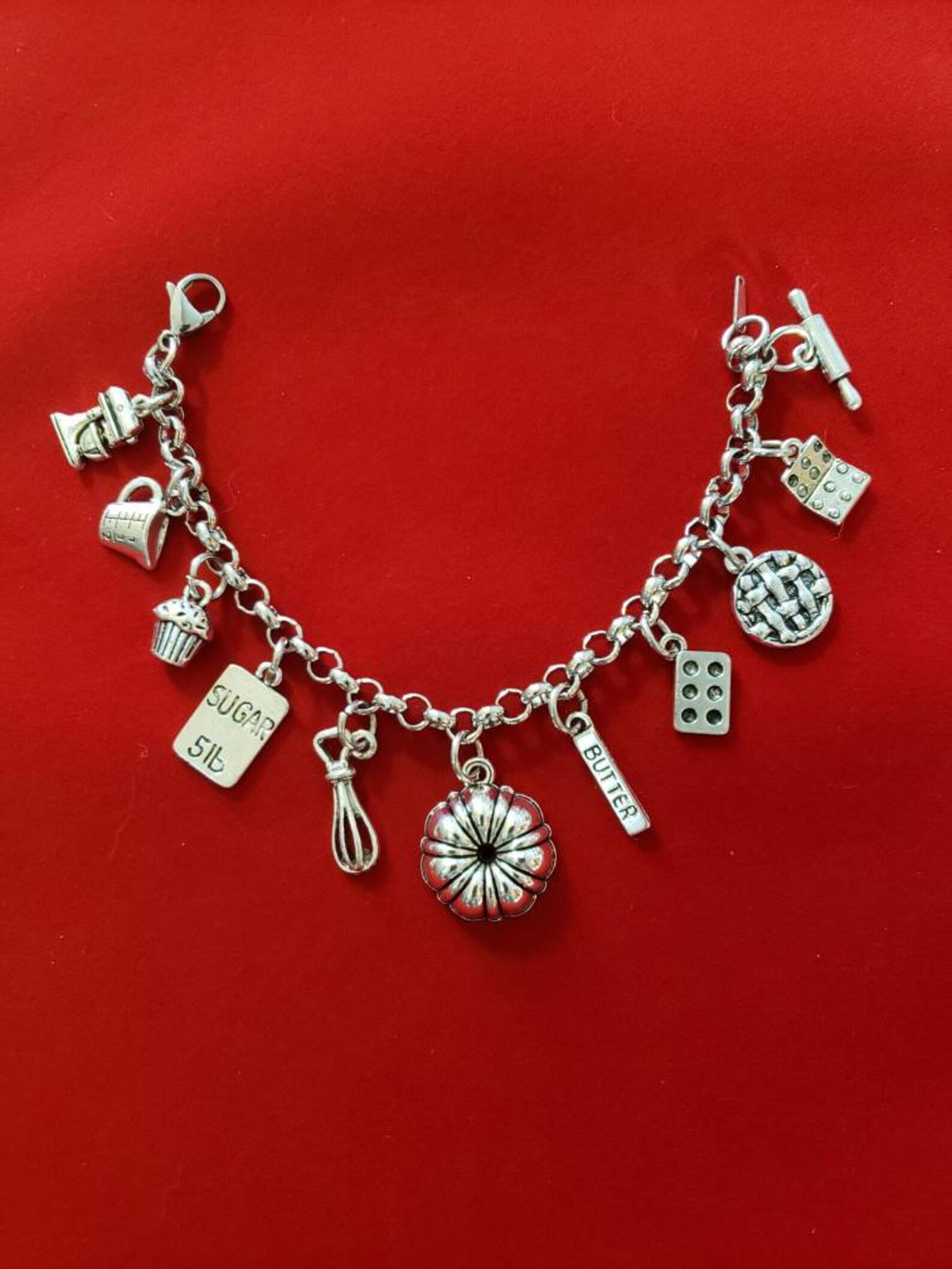 Silver Baker Charm Bracelet Baker Cook Love of Baking | Etsy