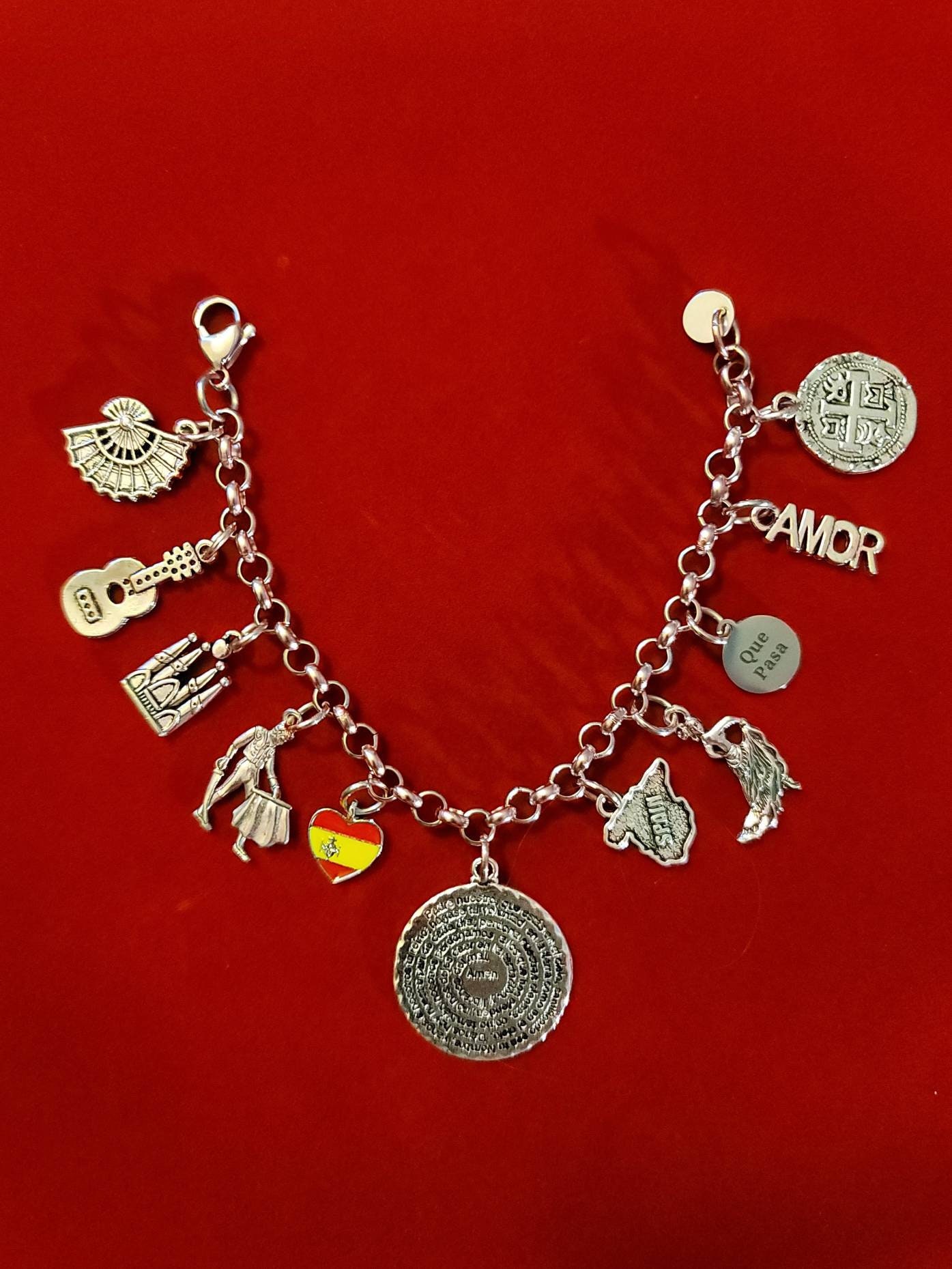 Silver Spanish Charm Bracelet Spain Chain Bracelet Charm | Etsy
