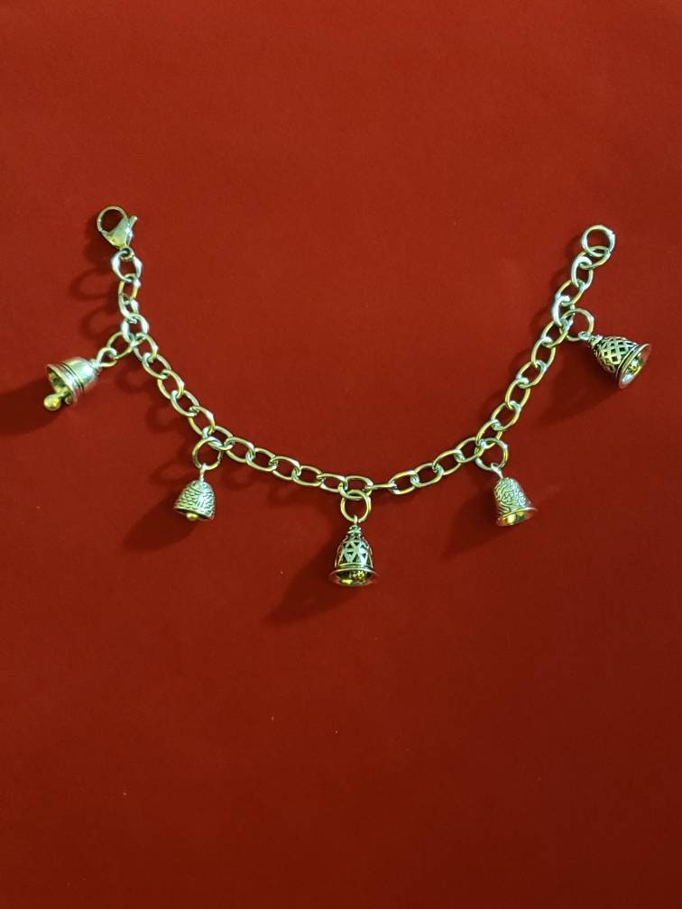 Silver Bell Chain Bracelet Bell Collector Charm Bracelet - Etsy