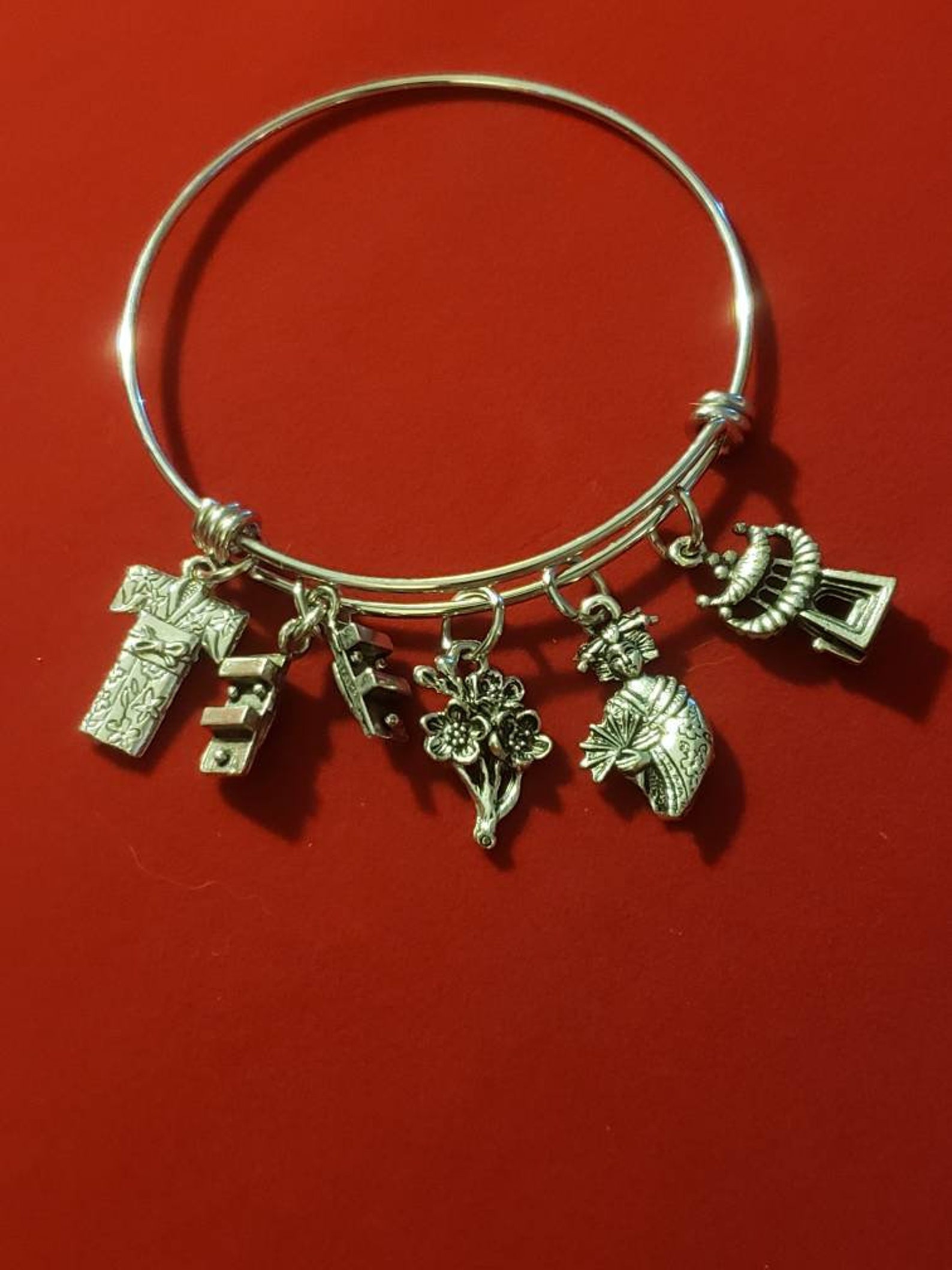 Silver Japanese Charm Bracelet Japan Bangle Bracelet - Etsy