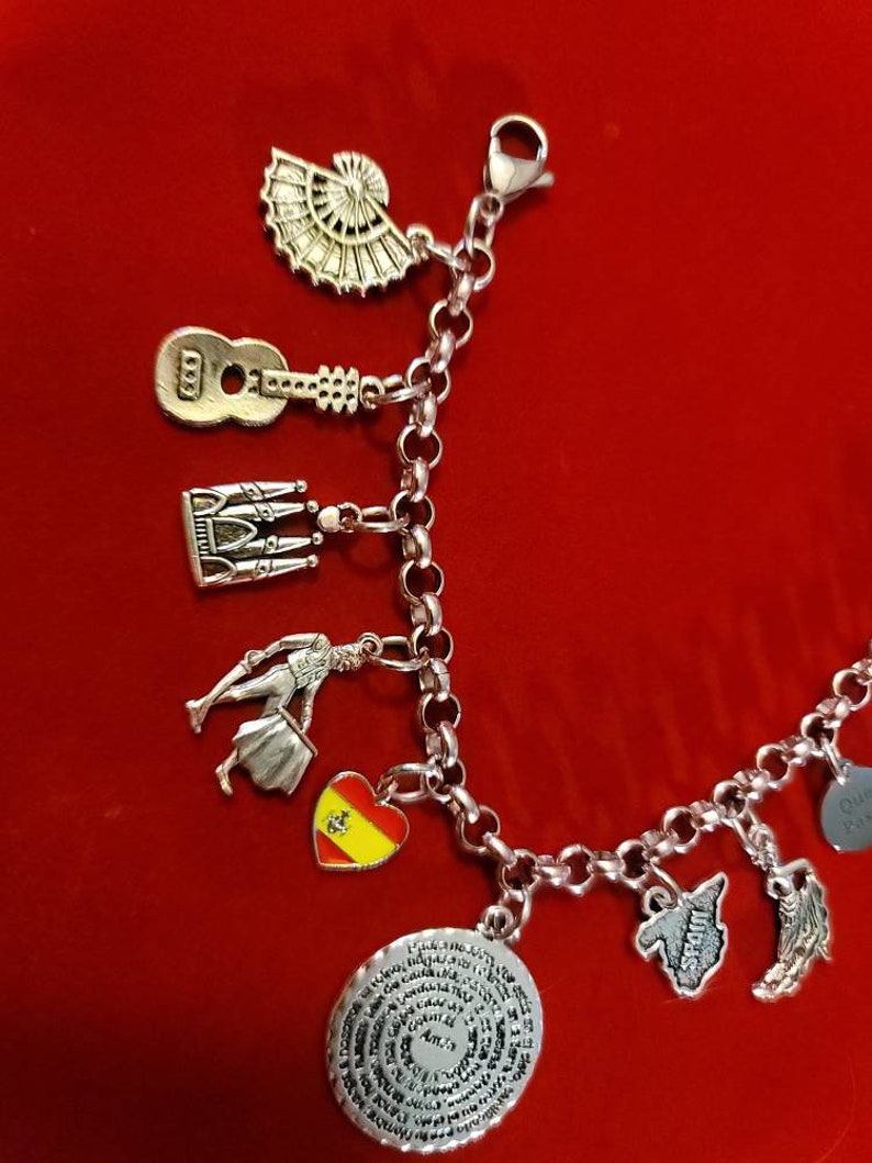 Silver Spanish Charm Bracelet Spain Chain Bracelet Charm | Etsy