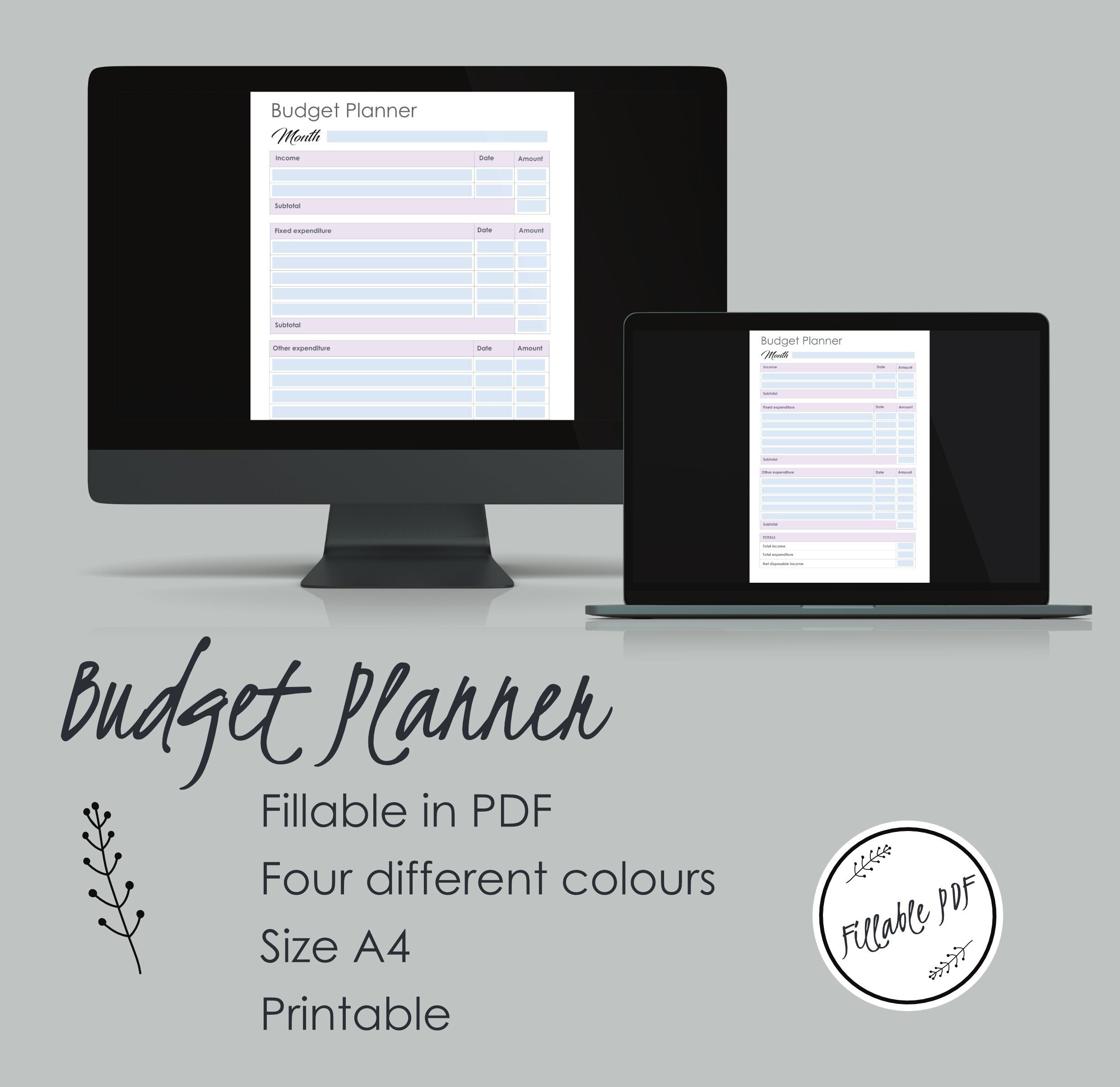PDF Fillable Budget Planner - Etsy