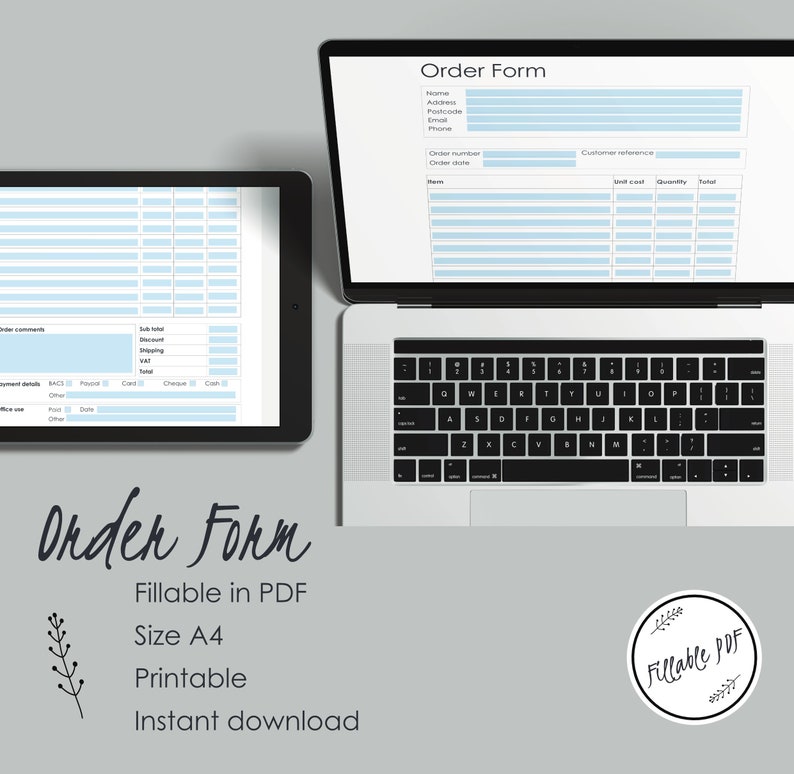 PDF Fillable Order Form - Etsy