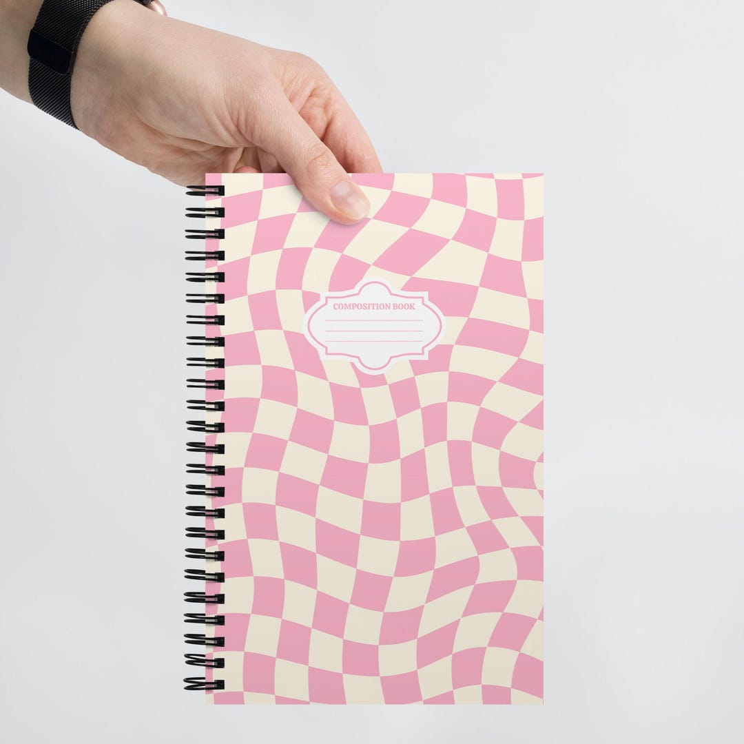 Pink and White Checkerboard Pattern Journal Back to School Spiral ...