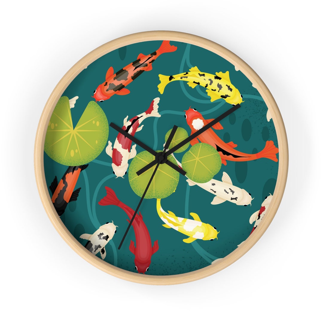Koi Pond Wall Clock Lily Pads - Etsy