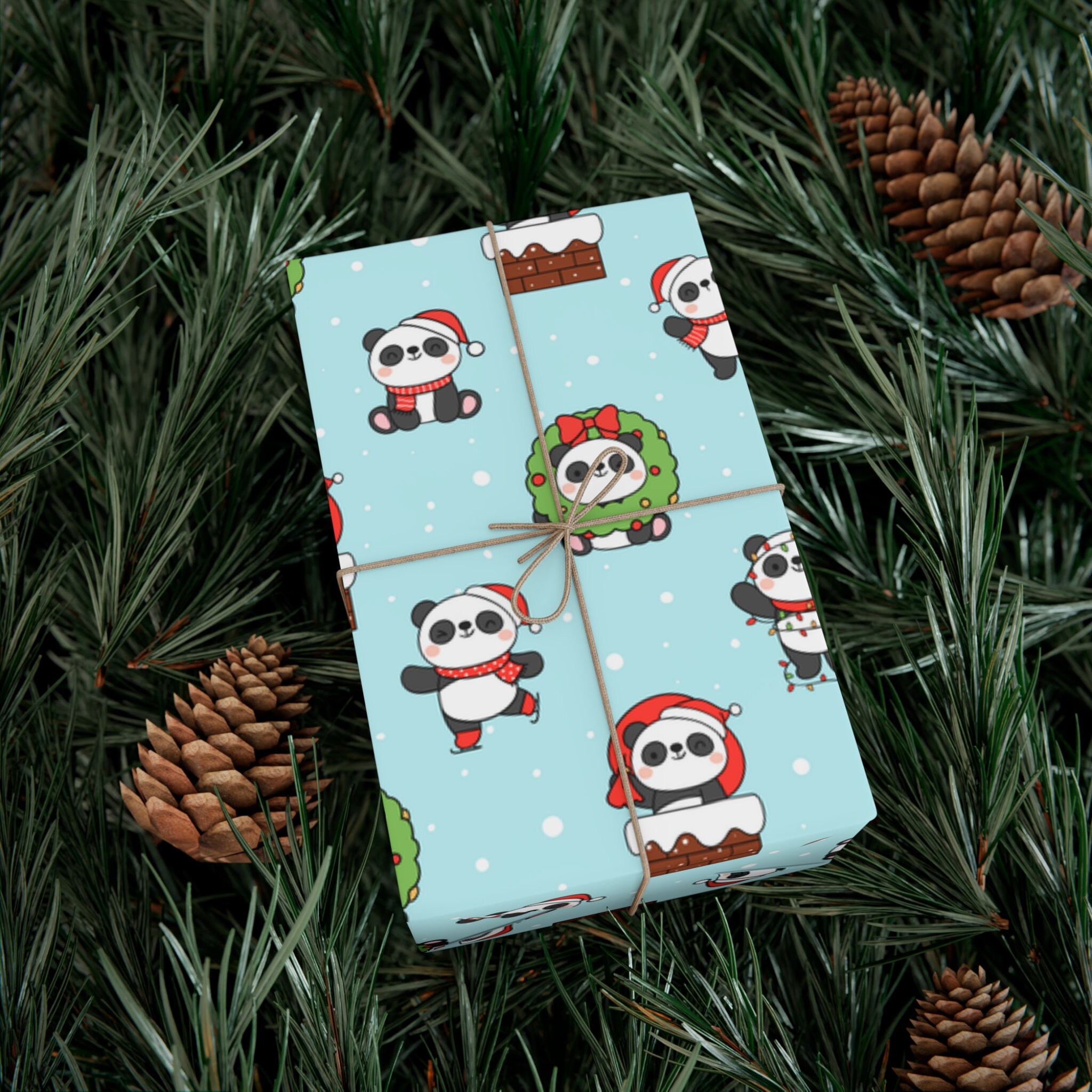Panda Wrapping Paper Kawaii Gift Wrap Paper Roll Christmas - Etsy