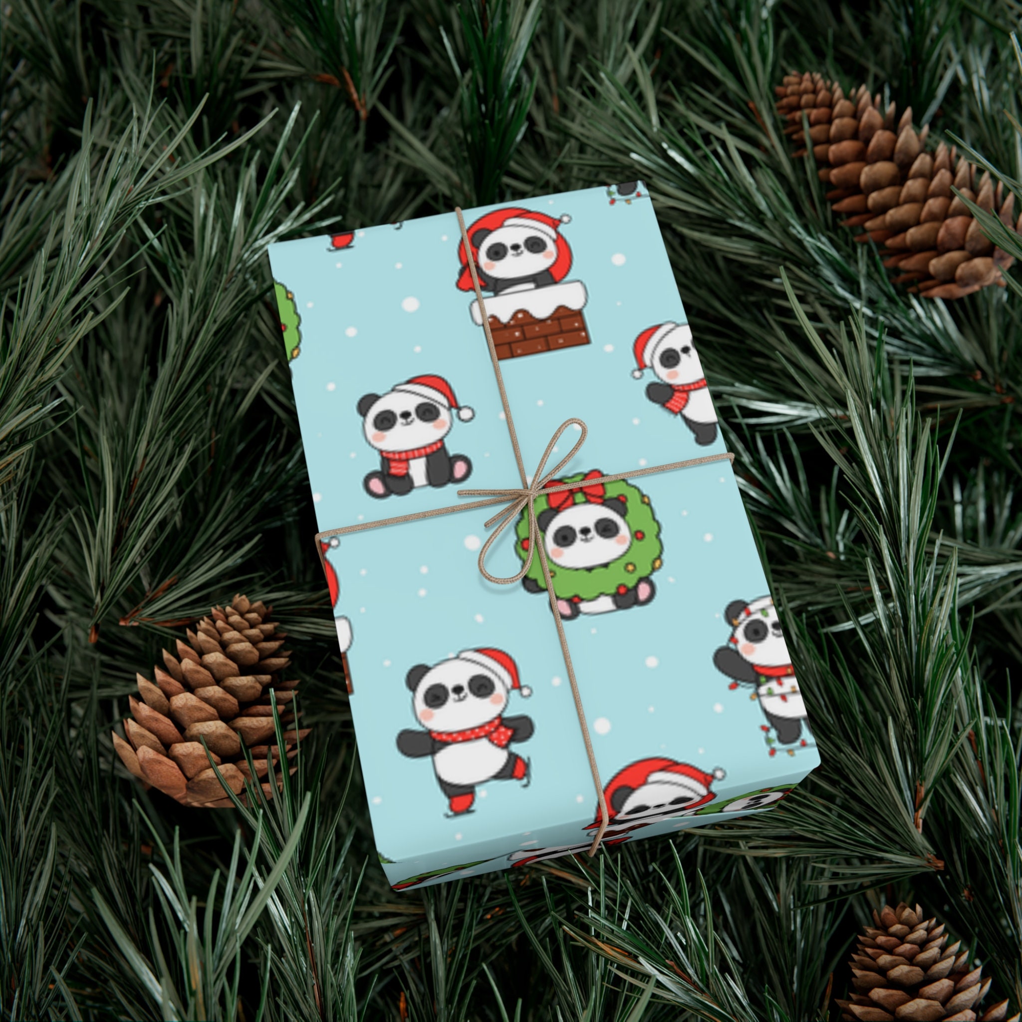 Panda Wrapping Paper Kawaii Gift Wrap Paper Roll Christmas - Etsy