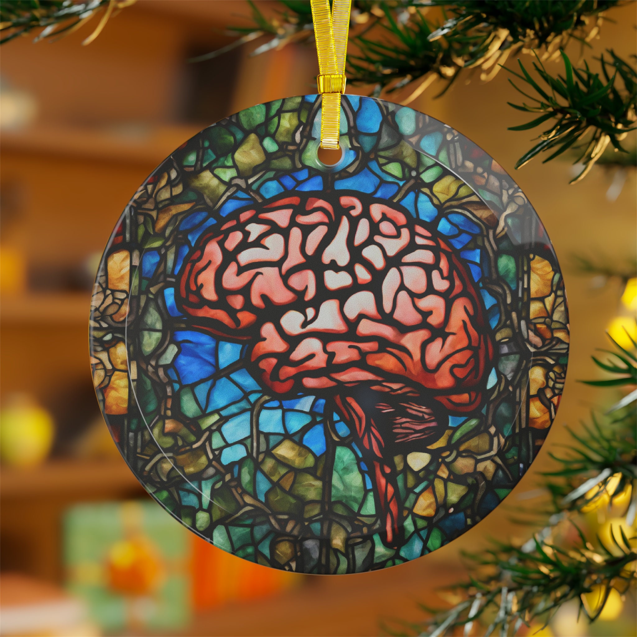 Brain Ornament Neurology Glass Look Printed Ornament, Neurologist ...