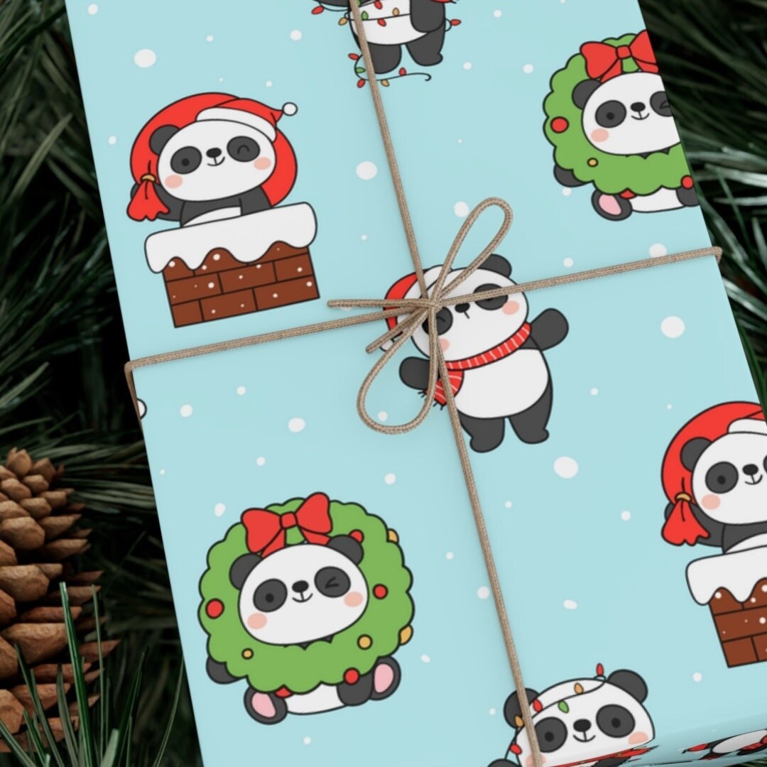 Panda Wrapping Paper Kawaii Gift Wrap Paper Roll Christmas - Etsy