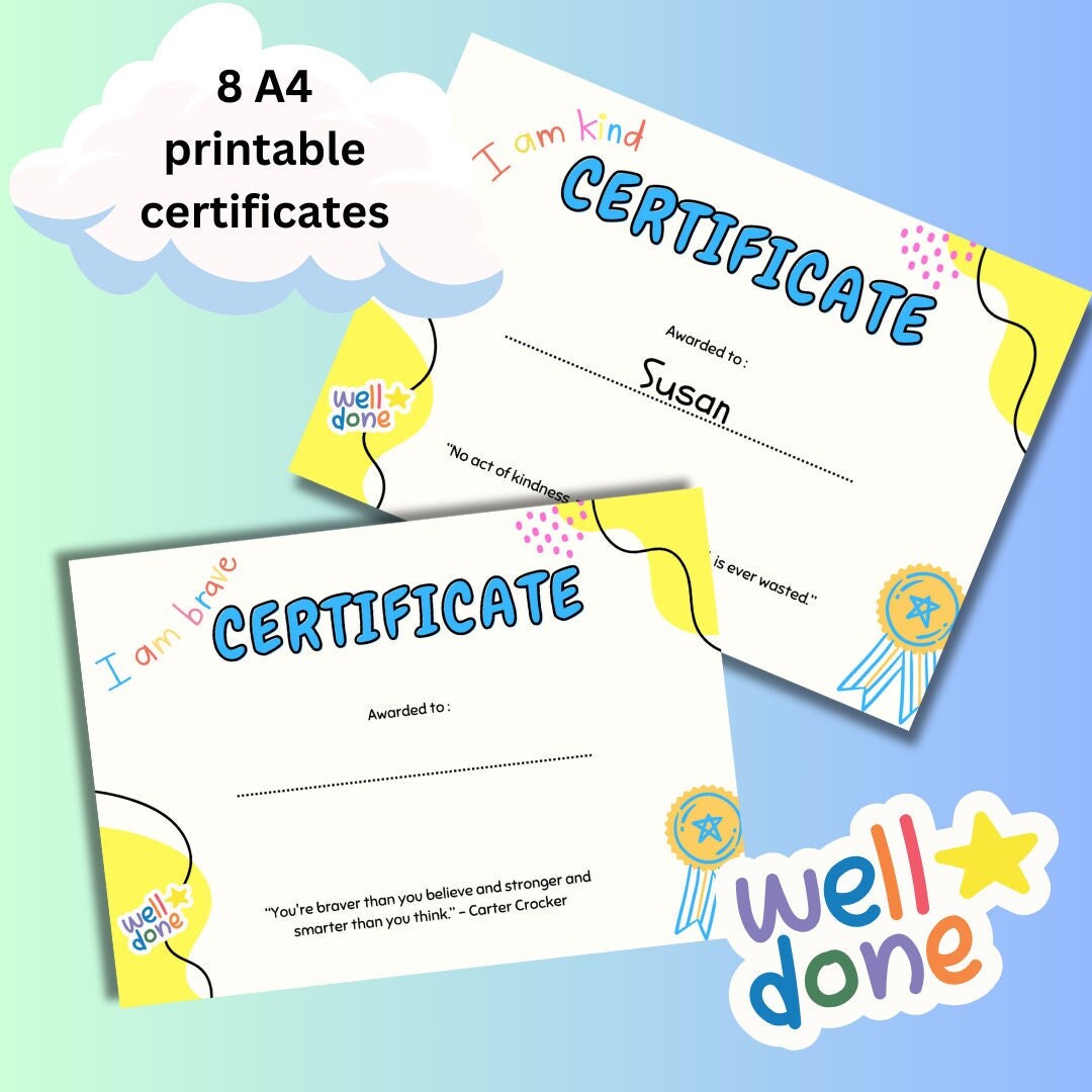 Printable Certificates for Pre Schoolers, Early Years, Primary. INSTANT ...