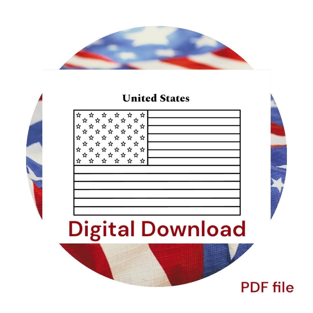 American Flag PDF / Printable American Flag / USA Printable Flag / USA Printable Coloring Page ...