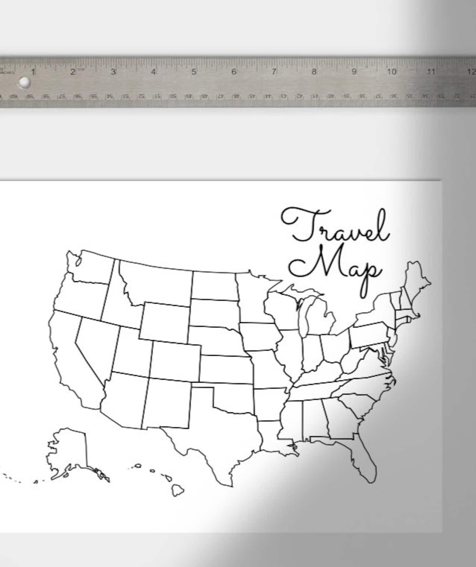 US Travel Map | Fill in Map | Color in Map | US Color Map - Etsy