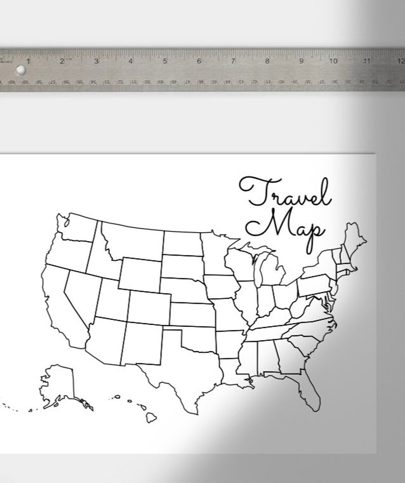 US Travel Map | Fill in Map | Color in Map | US Color Map - Etsy