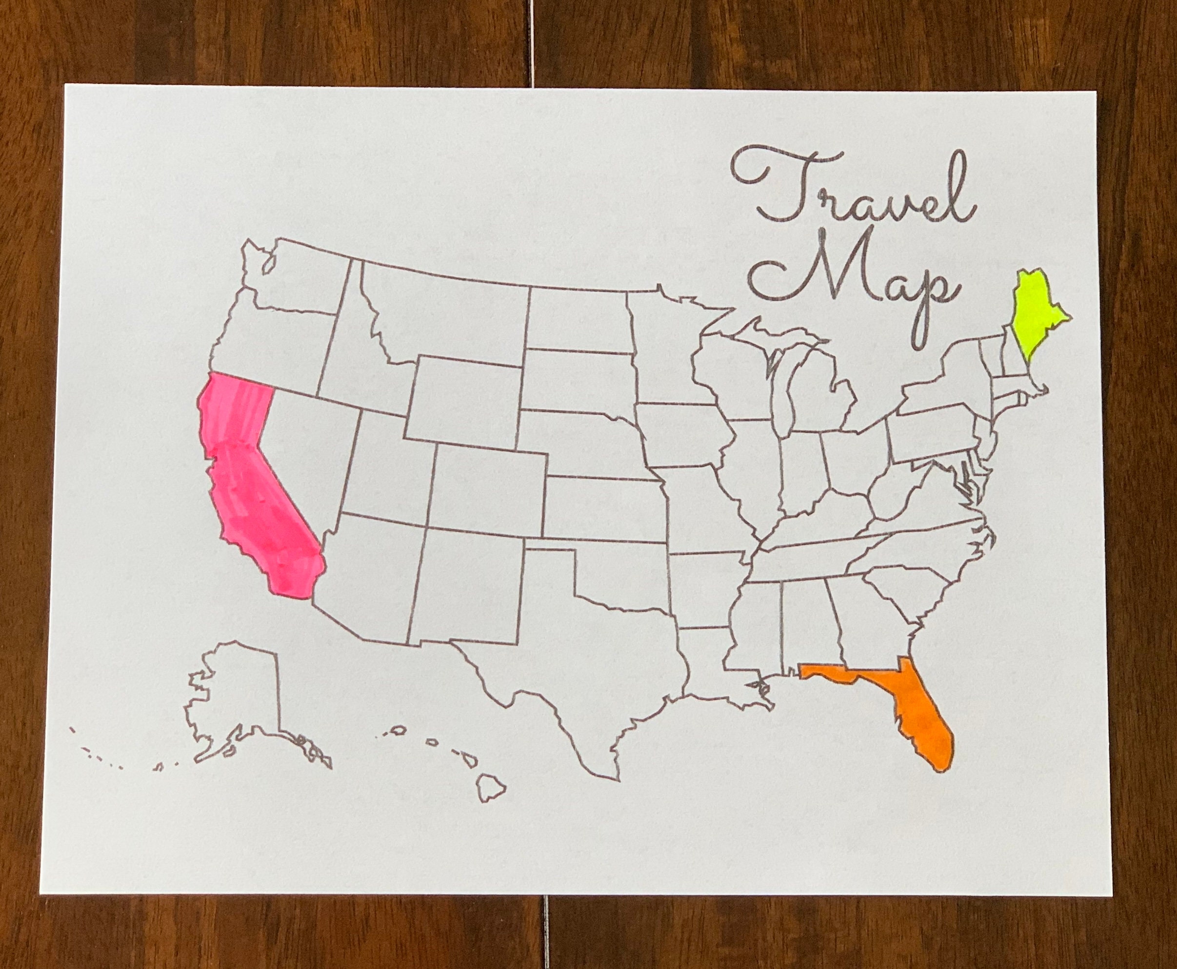 US Travel Map | Fill in Map | Color in Map | US Color Map - Etsy