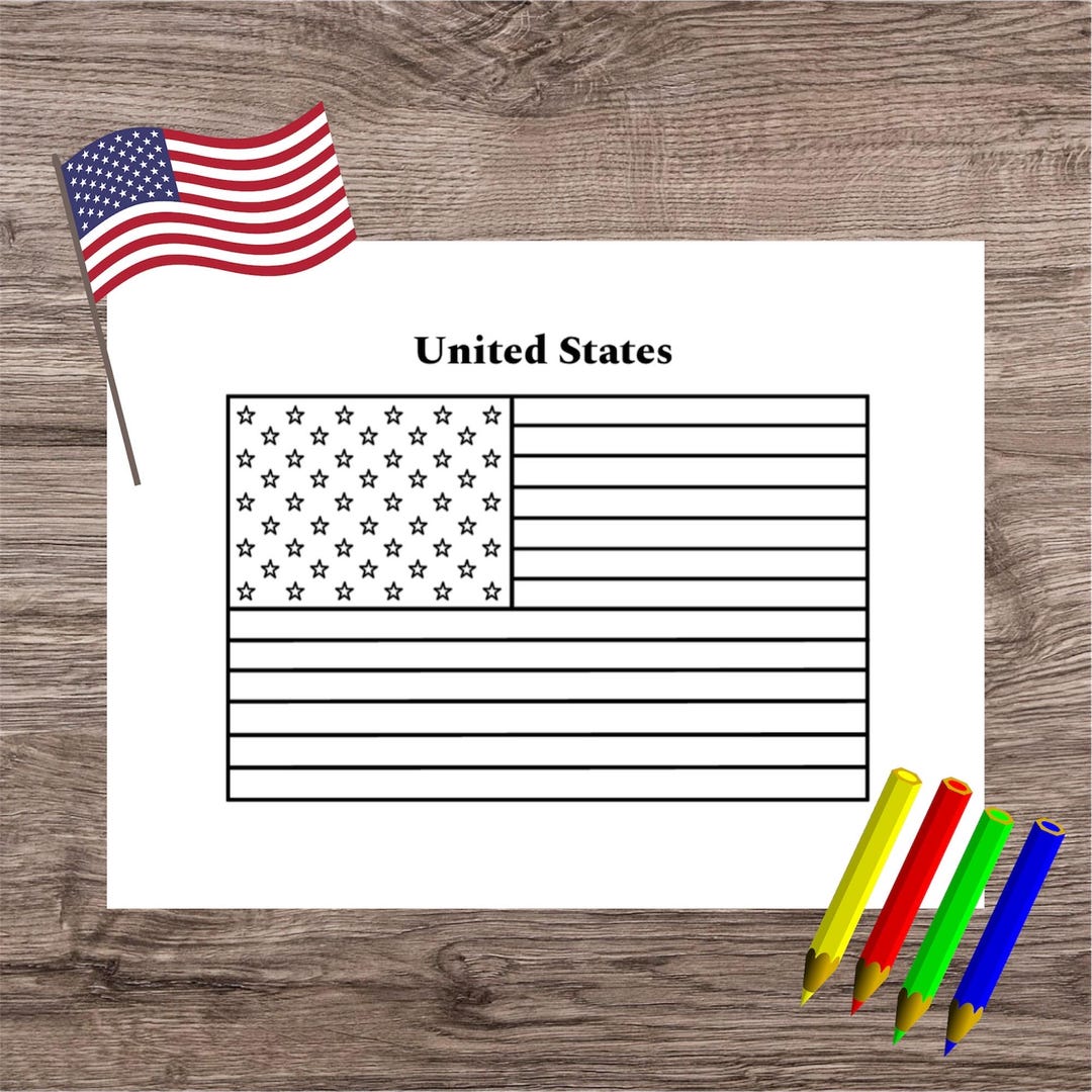 American Flag PDF / Printable American Flag / USA Printable Flag / USA Printable Coloring Page ...