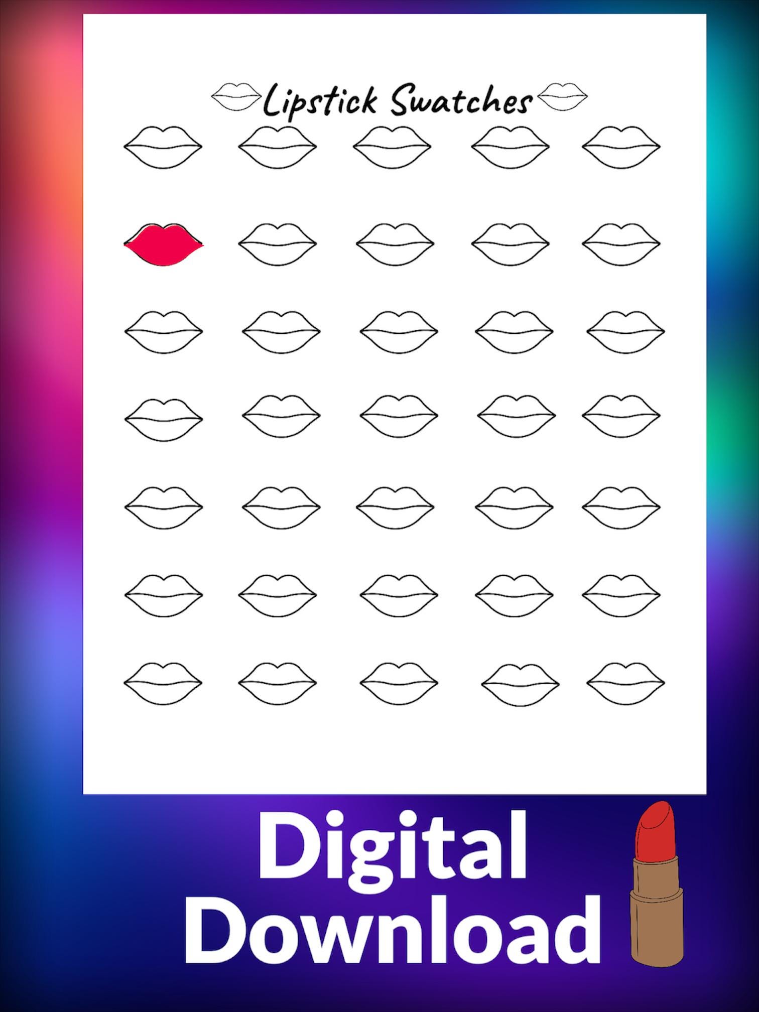Lipstick Swatches / Lipstick Printable / Lipstick Swatch Printable ...
