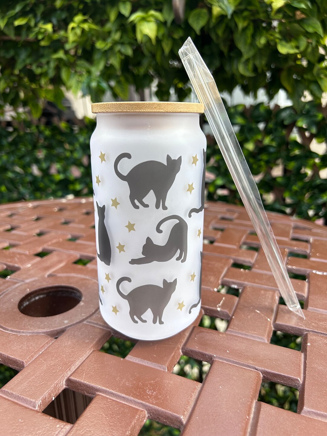 Black Cat Cup / 18 Oz Cat Cup / Cat Glass Cup / Gifts for Pet Owners ...