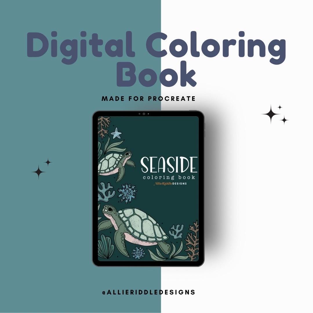 Seaside Procreate Coloring Book - Etsy