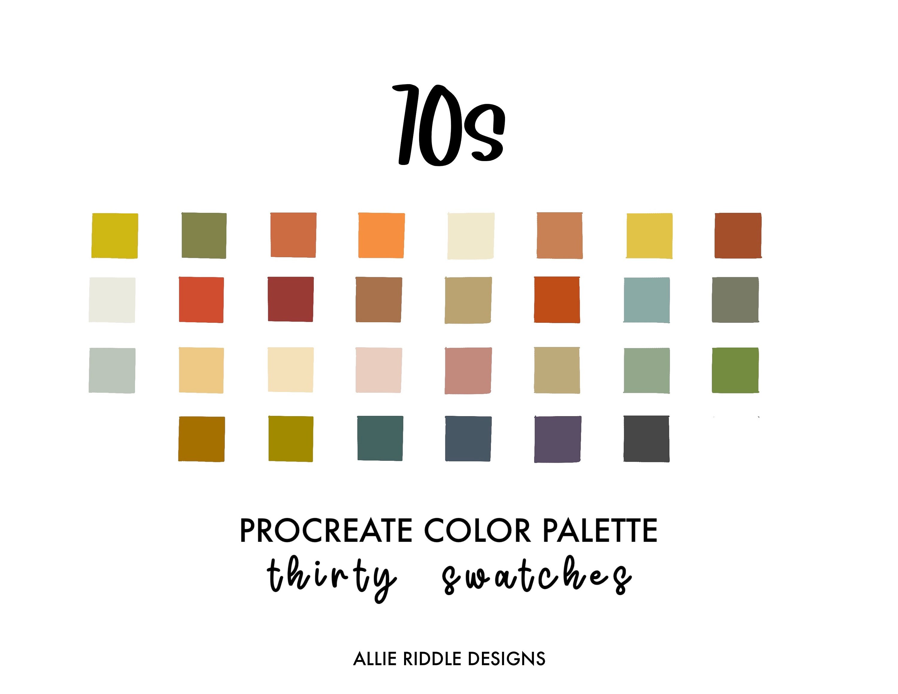 70s 80s 90s Procreate Color Palette - Etsy