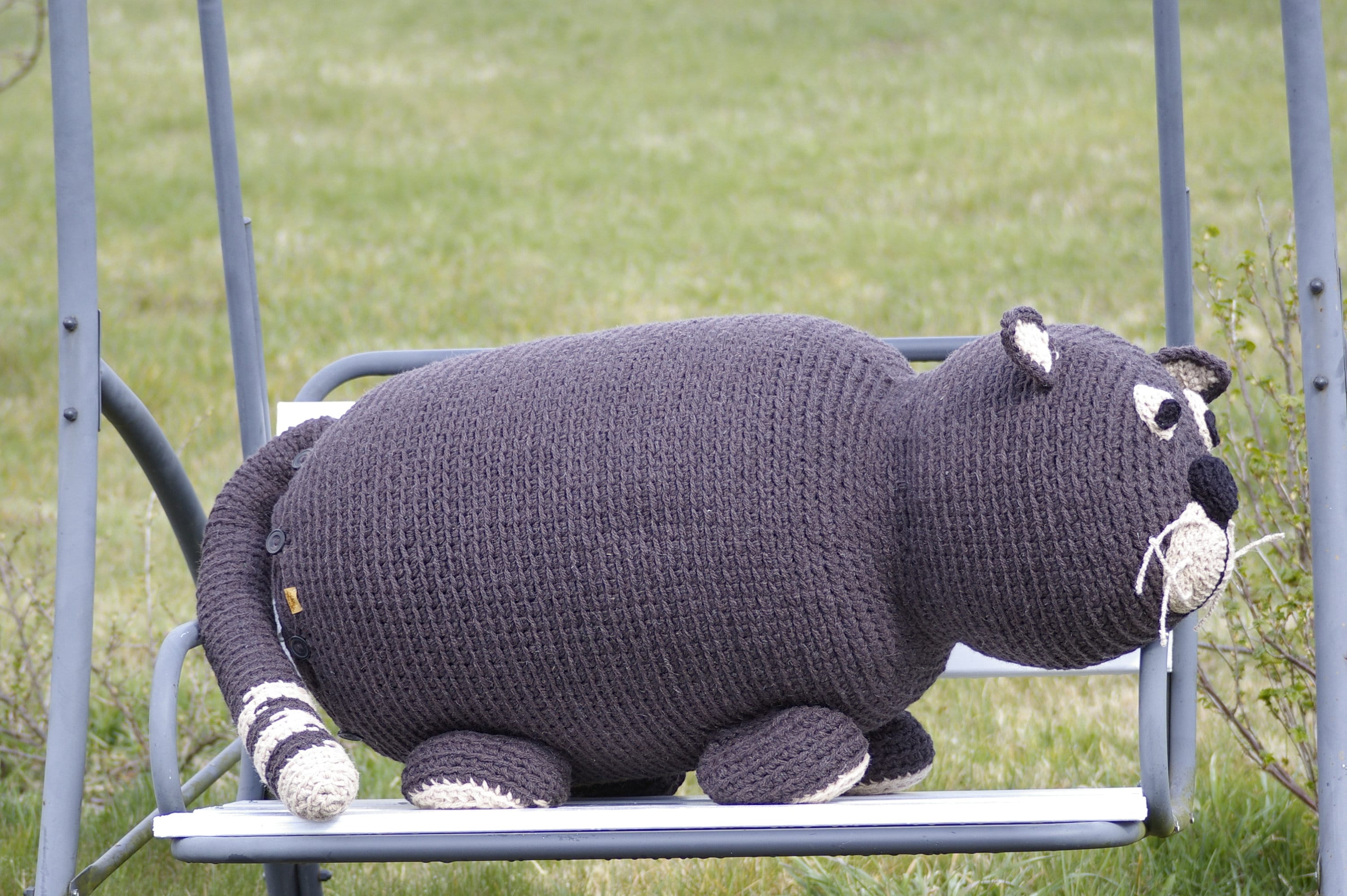 Large Pouf Floor Cushion Knitted Cat Pillow Stuffed Handmade - Etsy