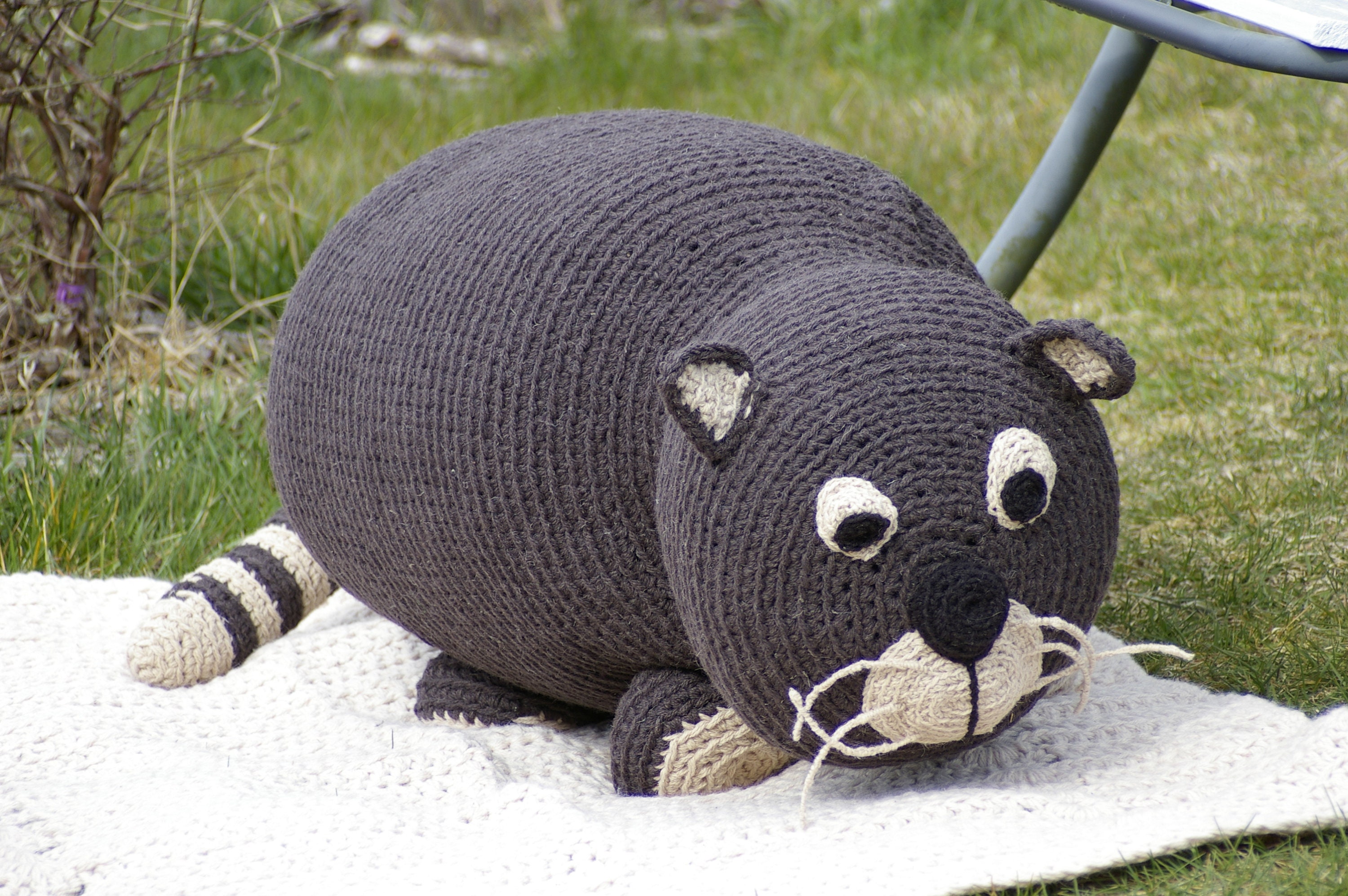 Large Pouf Floor Cushion Knitted Cat Pillow Stuffed Handmade - Etsy